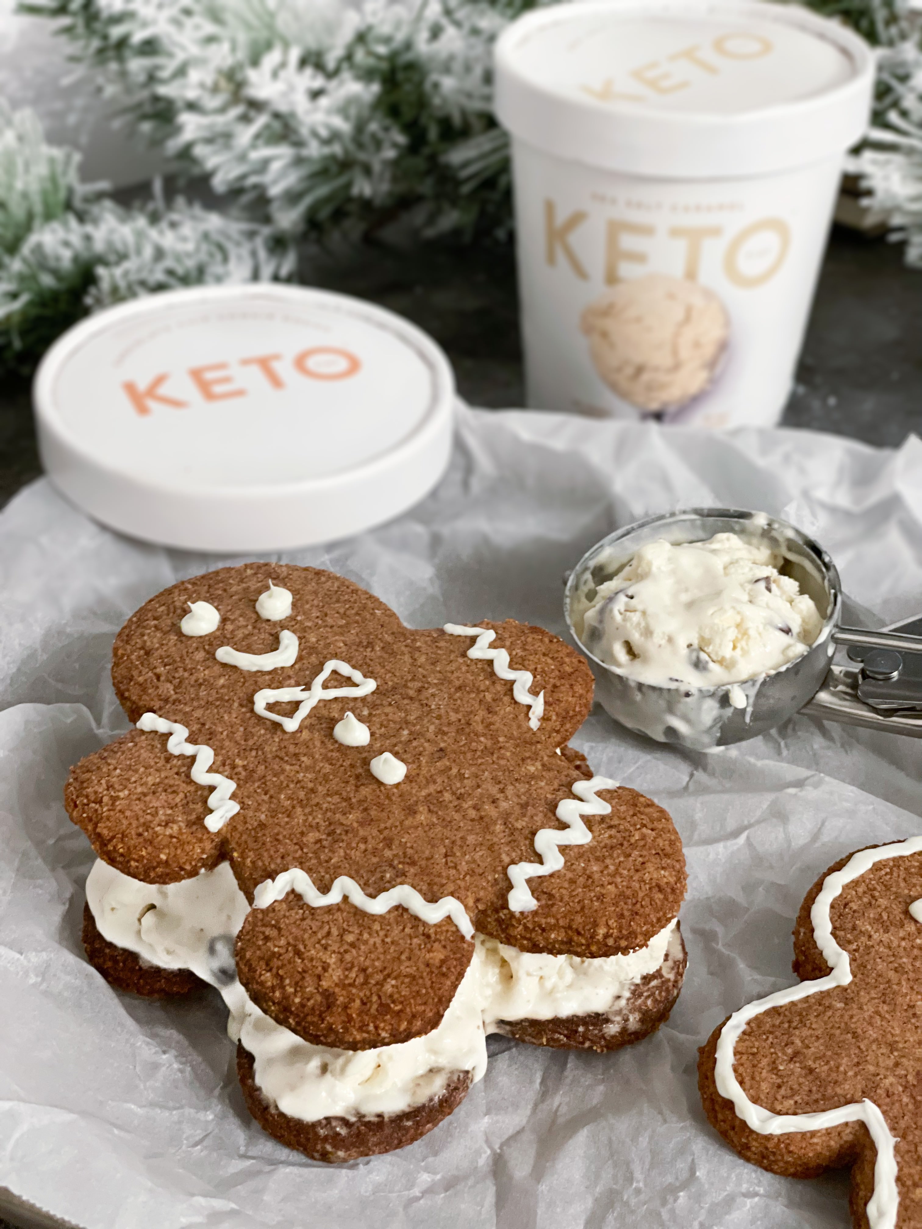 Keto Gingerbread Ice Cream Sandwiches