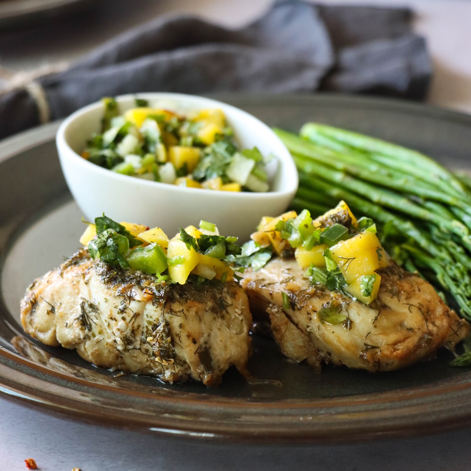 Cod with Mango Chimichurri Sauce | Easy Cod Recipe